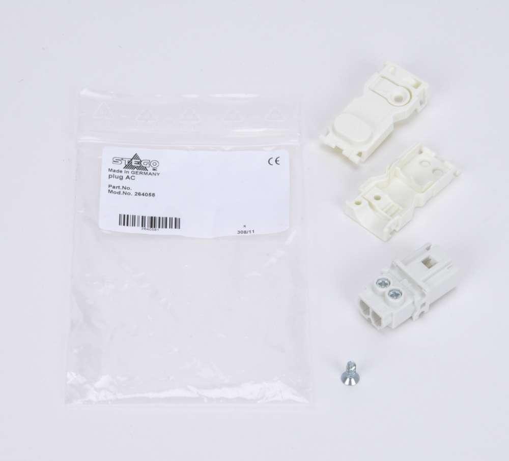 Stego Male connector AC, white, compl